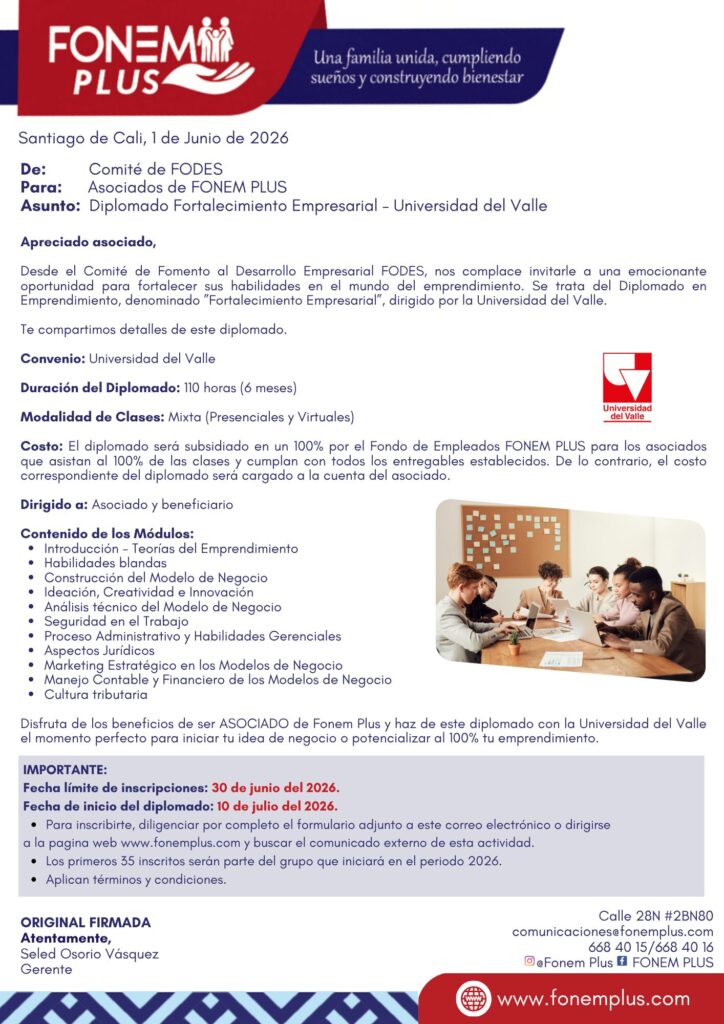 Diplomado Fortalecimiento Empresarial - Universidad del Valle - FONEM ...